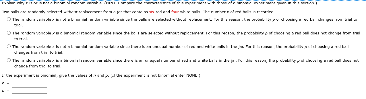 Solved Two balls are randomly selected without replacement | Chegg.com