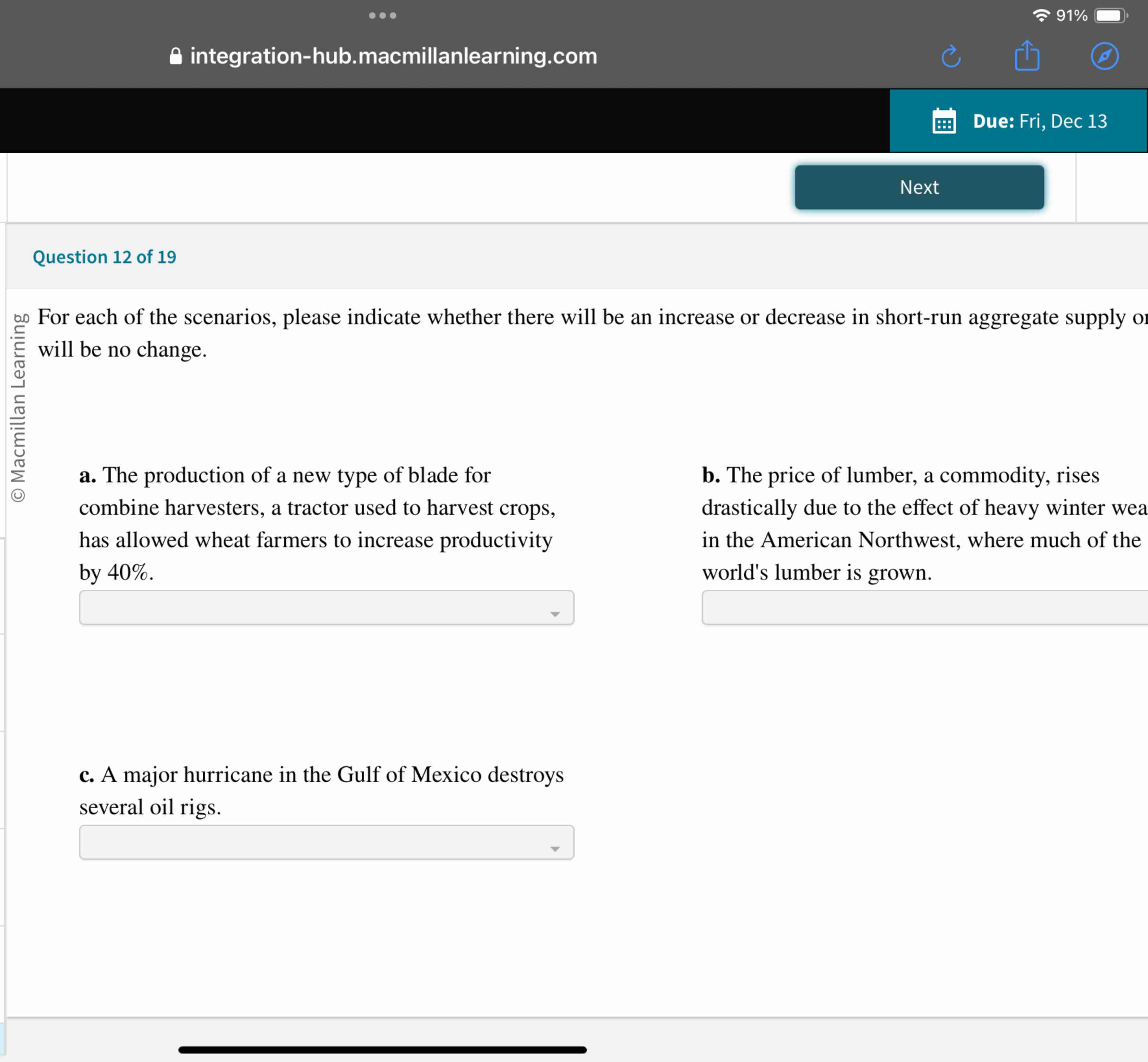 Solved Question 12 ﻿of 19For each of the scenarios, please | Chegg.com