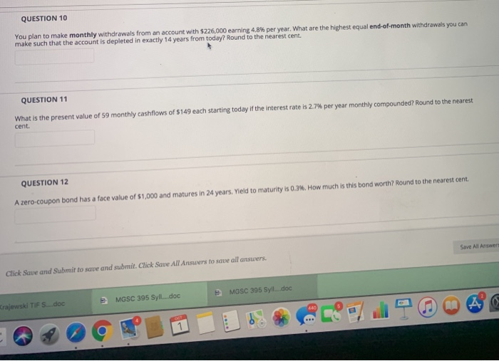 Solved QUESTION 10 You plan to make monthly withdrawals from | Chegg.com