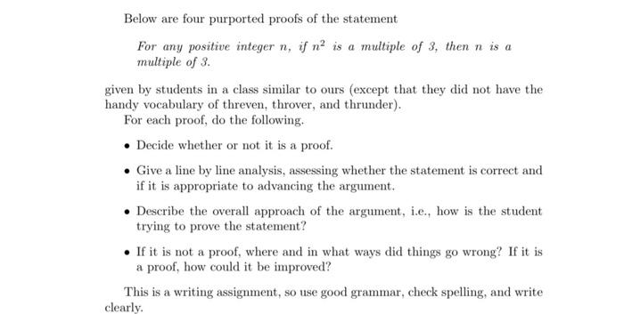 Solved Below are four purported proofs of the statement For | Chegg.com