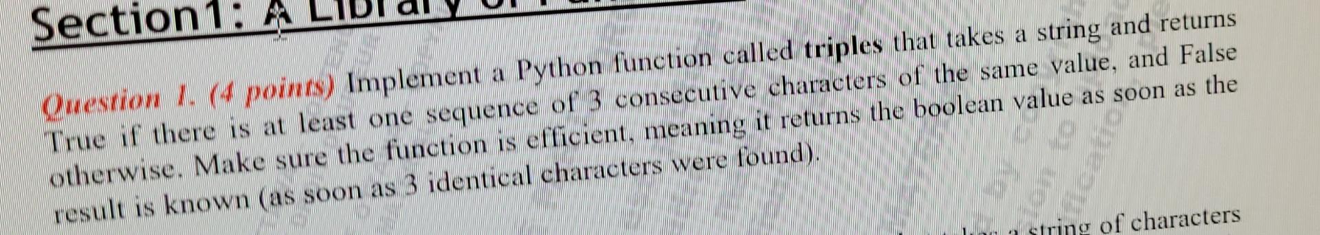 Solved Section1: A. Question 1. (4 points) Implement a | Chegg.com