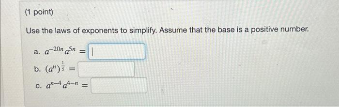 Solved Use the laws of exponents to simplify. Assume that | Chegg.com