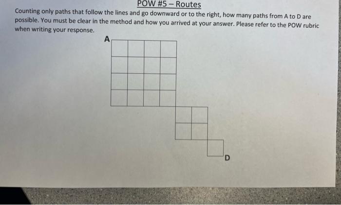 Solved Counting only paths that follow the lines and go | Chegg.com
