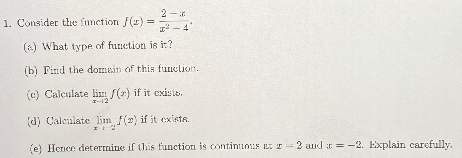 Solved Consider The Function F X 2 Xx2 4 A ﻿what Type Of