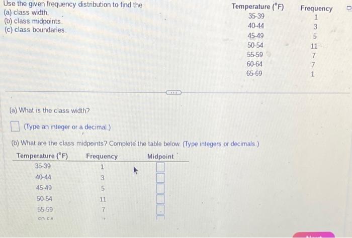 Solved Use the given frequency distribution to find the (a) | Chegg.com