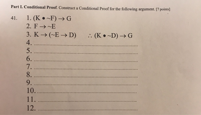 Solved Part I Conditional Proof Construct A Conditional 8488