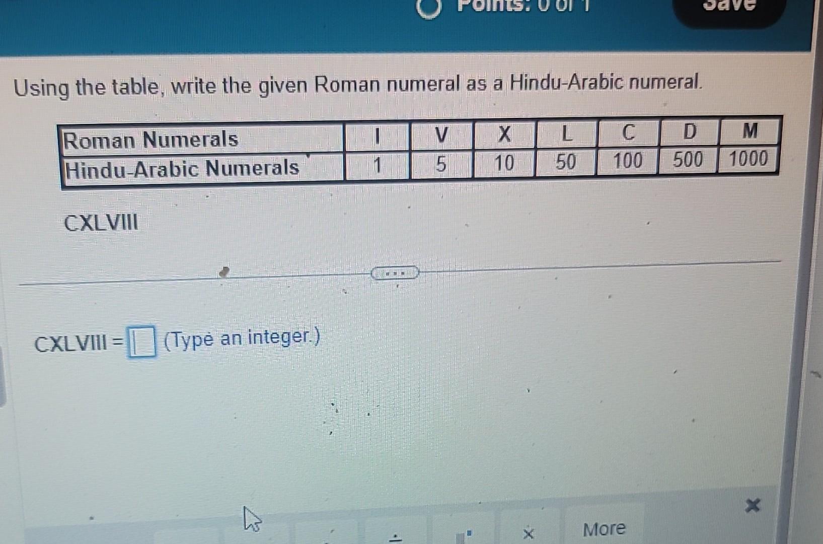 Solved Using the table, write the given Roman numeral as a | Chegg.com
