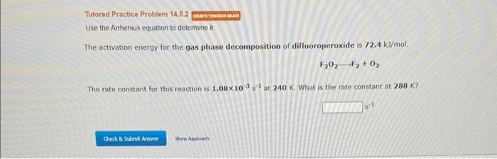 Solved Use Arrhenius plot information to determine Ea The | Chegg.com