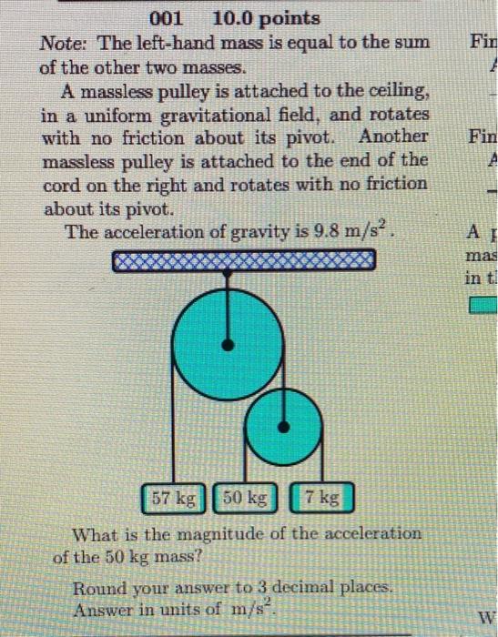Solved Note: The left-hand mass is equal to the sum of the | Chegg.com