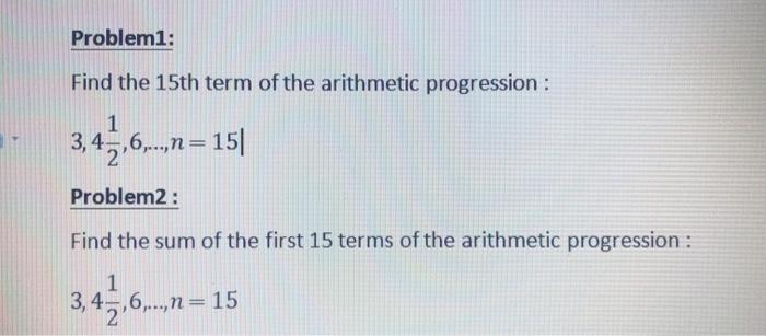 Solved Problem1: Find the 15th term of the arithmetic | Chegg.com