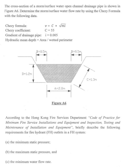 Solved The cross-section of a storm/surface water open | Chegg.com