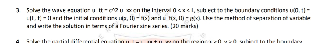 Solved Solve the wave equation utt=c2u× on ﻿the interval | Chegg.com