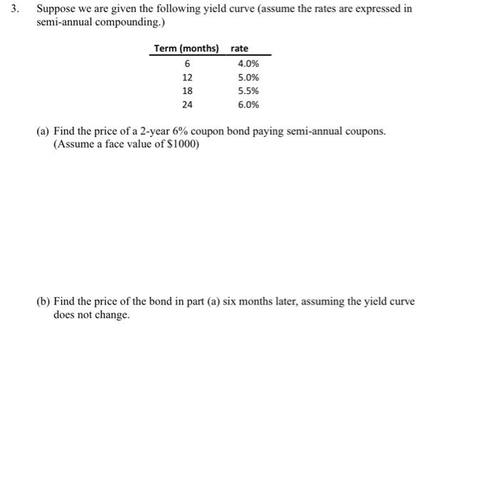 Solved Suppose we are given the following yield curve | Chegg.com