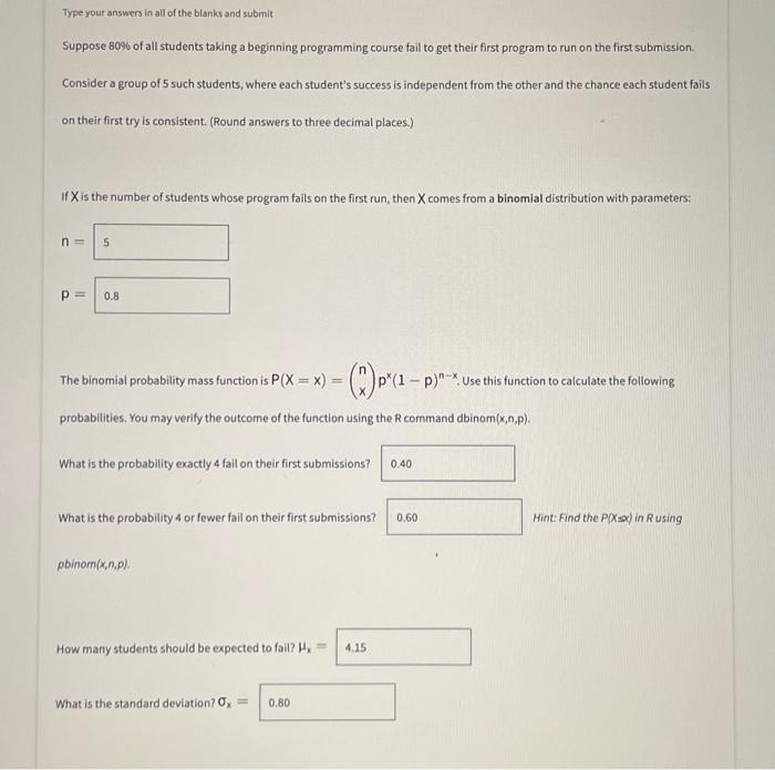 Solved Type your answers in all of the blanks and submit | Chegg.com