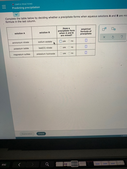 Solved O SIMPLE REACTIONS Predicting precipitation Complete | Chegg.com
