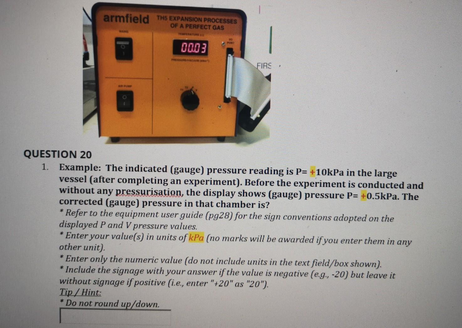 Solved armfield TH EXPANSION PROCESSES OF A PERFECT GAS 0003 | Chegg.com