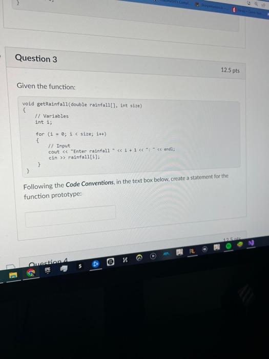 Solved Given the function: Following the Code Conventions, | Chegg.com