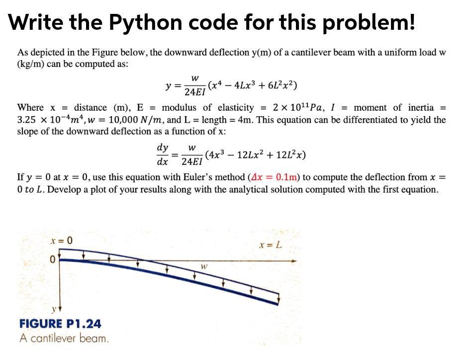 Solved Write the Python code for this problem! As depicted | Chegg.com