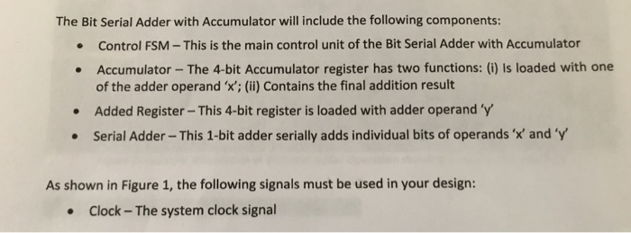 Assignment In class the Serial Adder was analyzed as | Chegg.com