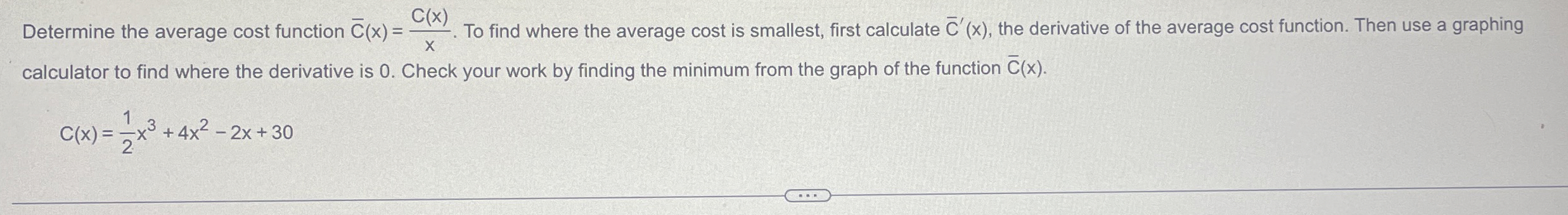 Solved Determine the average cost function | Chegg.com