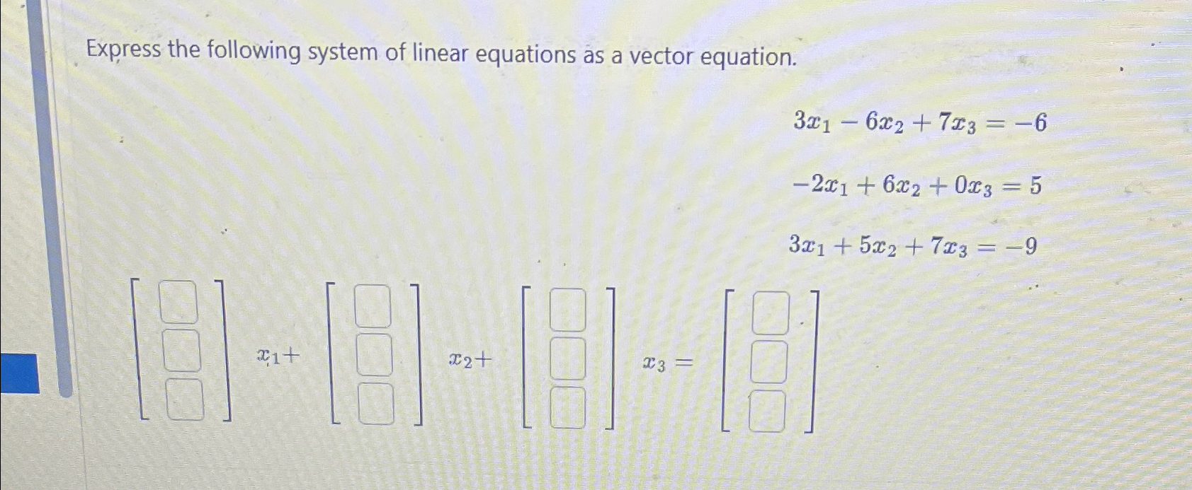 Solved Express the following system of linear equations as a | Chegg.com