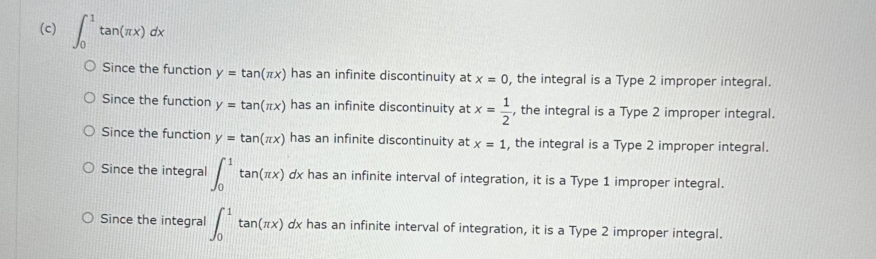 Solved Explain why the following integral is | Chegg.com