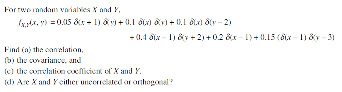 Solved For two random variables x ﻿and Y,Find (a) ﻿the | Chegg.com