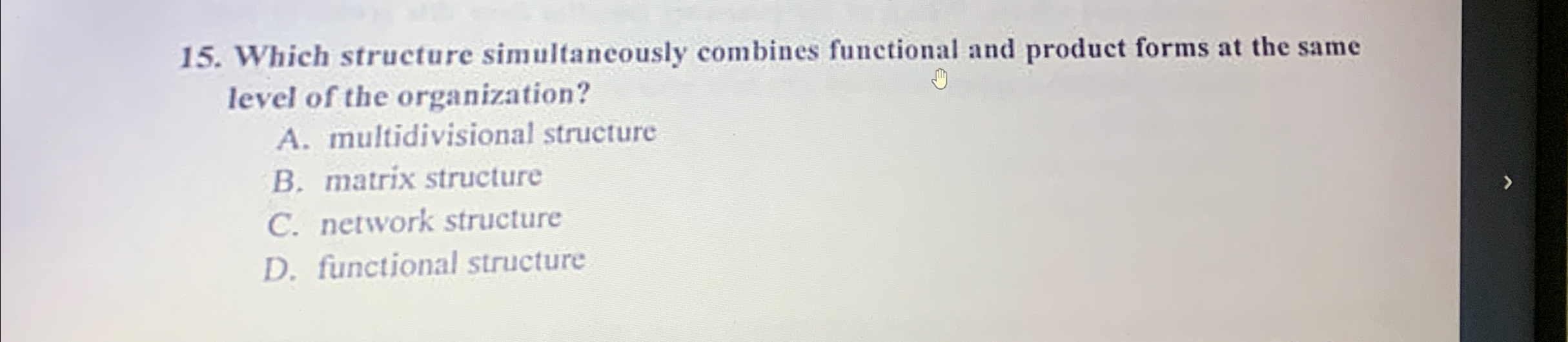 Solved Which structure simultaneously combines functional | Chegg.com