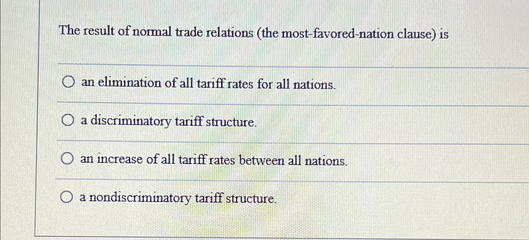 Solved The result of normal trade relations (the | Chegg.com