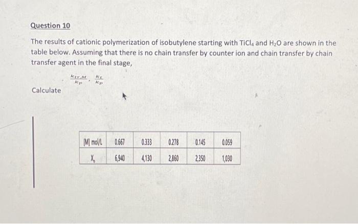 Solved Question 10 The results of cationic polymerization of | Chegg.com