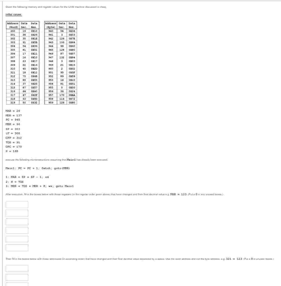 Solved Given the following memory and register values for | Chegg.com