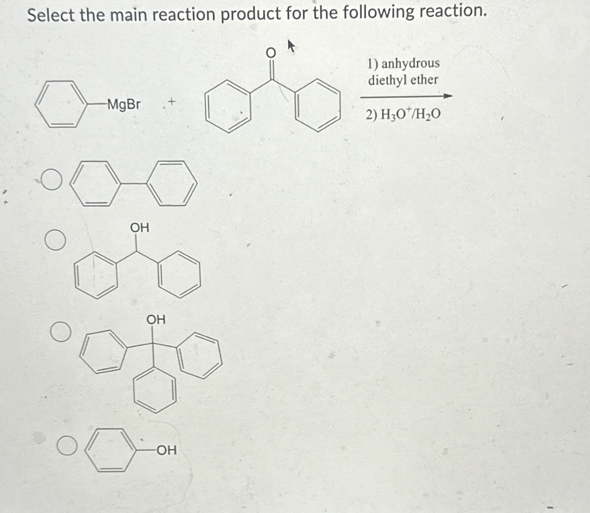 Select the main reaction product for the following | Chegg.com