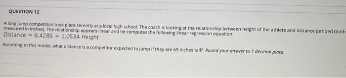 Solved QUESTION 12 A long jump competition took place | Chegg.com