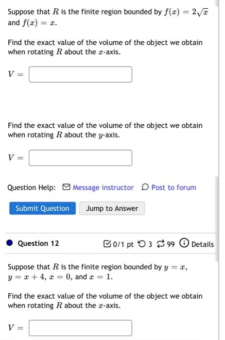 Solved Suppose that R is the finite region bounded by | Chegg.com