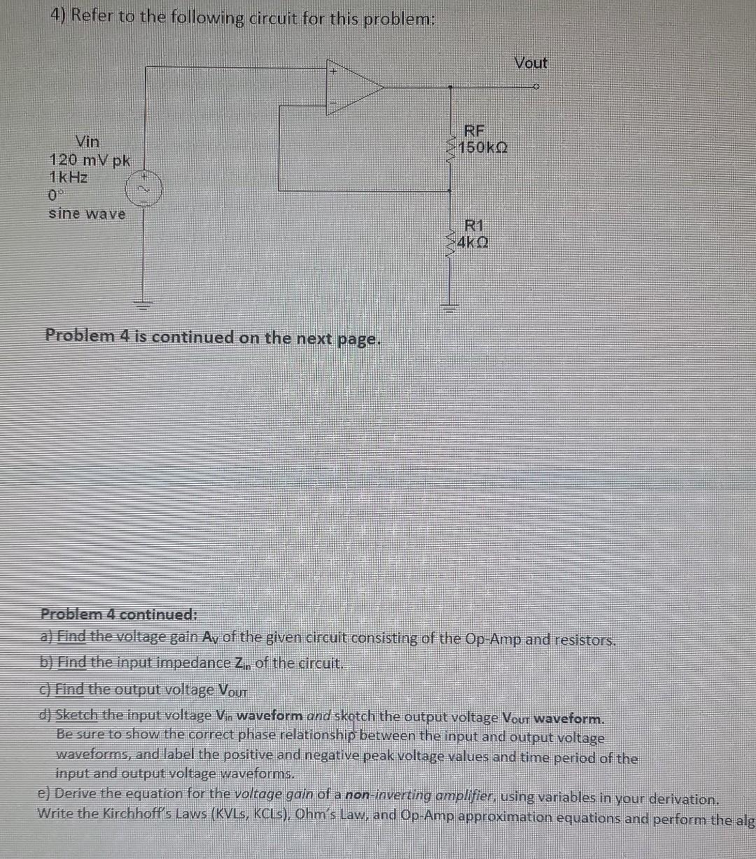 Solved 4) Refer to the following circuit for this problem: | Chegg.com
