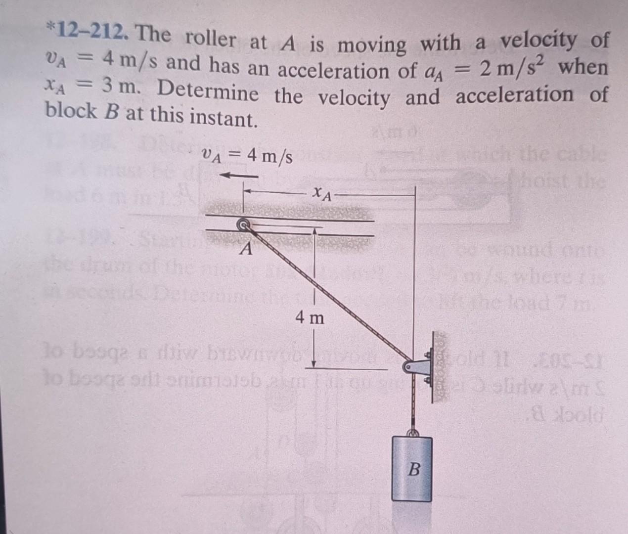 Solved *12-212. The roller at A is moving with a velocity of | Chegg.com
