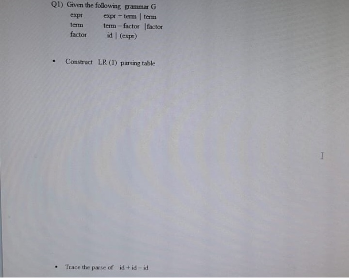 Solved QI) Given the following grammar G expr expr+term term | Chegg.com