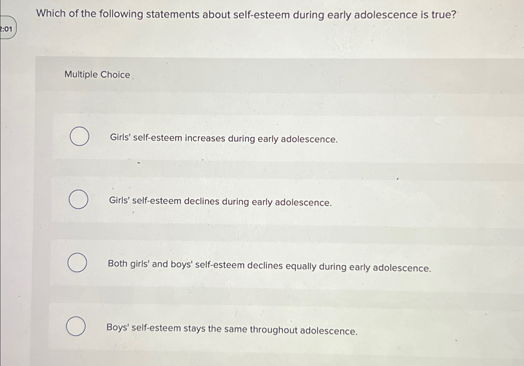 Solved Which of the following statements about self-esteem | Chegg.com