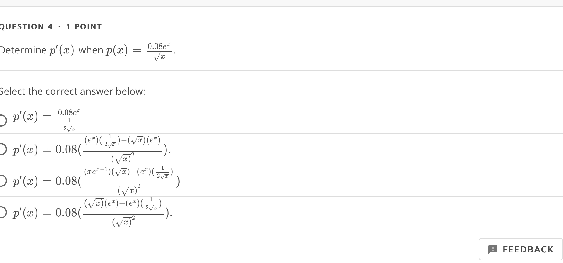Solved QUESTION 4 - 1 ﻿POINTDetermine p'(x) ﻿when | Chegg.com