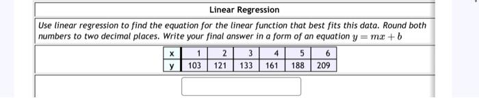 Solved Linear Regression Use linear regression to find the | Chegg.com