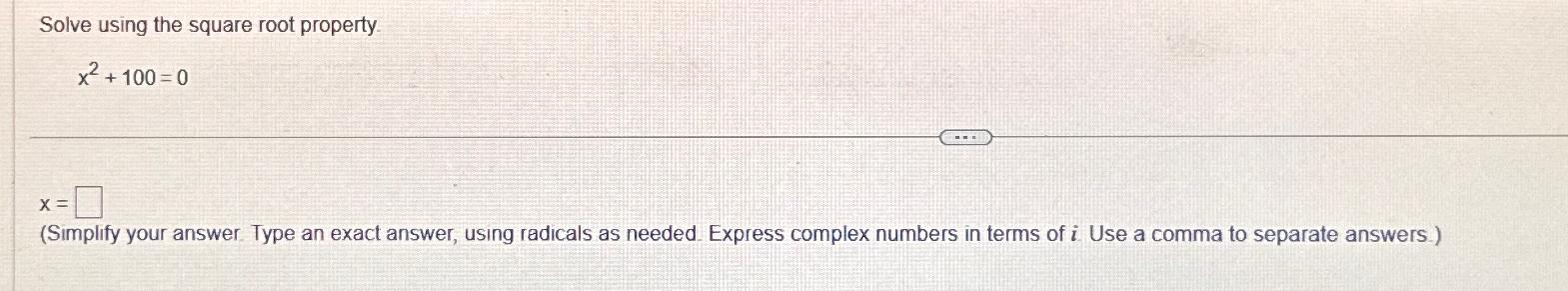 Solved Solve using the square root | Chegg.com