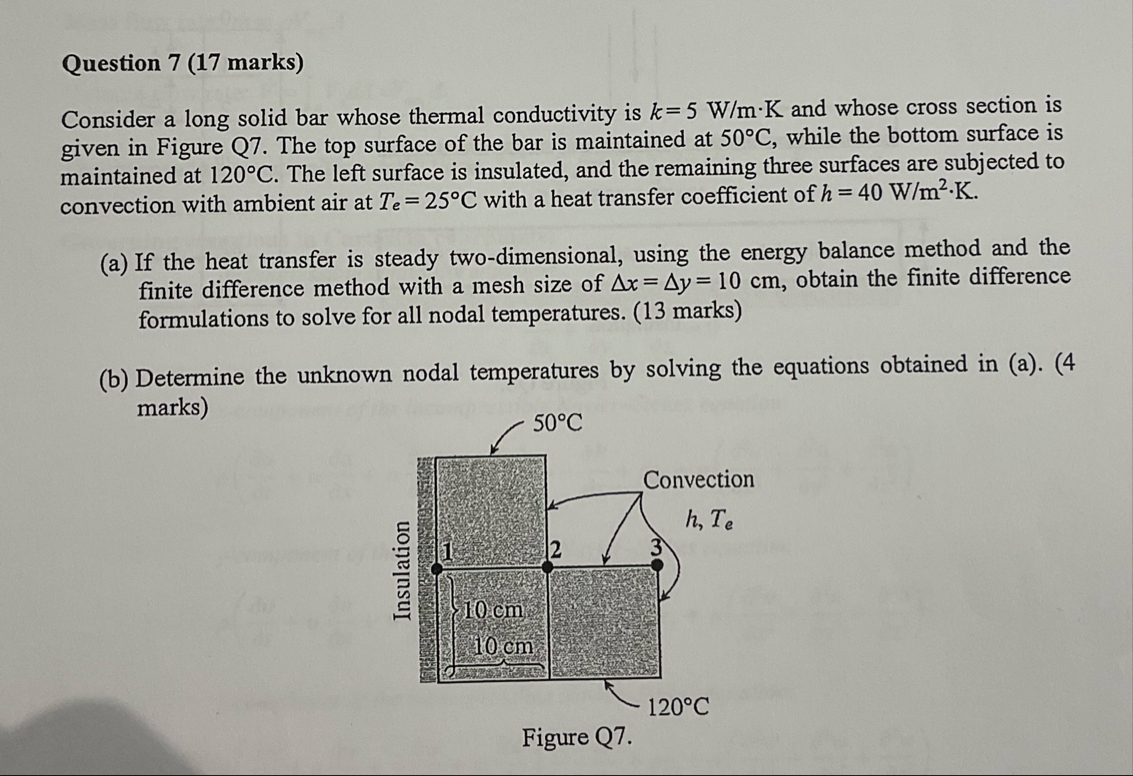 Solved Question 7 ( 17 ﻿marks)Consider a long solid bar | Chegg.com