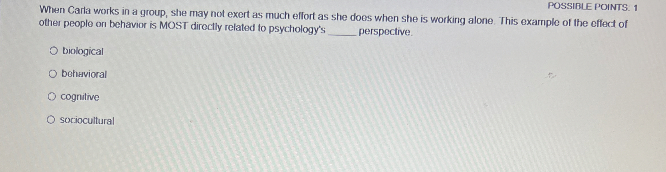 High Quality SOLUTION POSSIBLE POINTS: 1When Carla works in a group ...