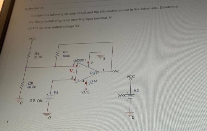 Solved Question 1 Consider the following op-amp circuit and | Chegg.com