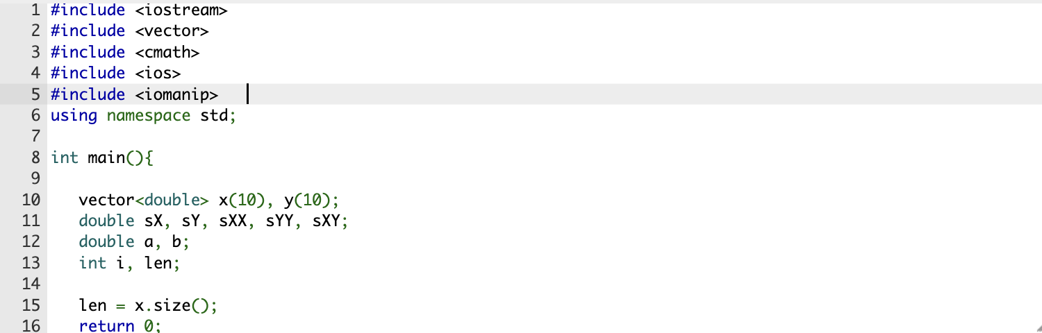 Solved Finish the Code using c++.Calculate the best fit line | Chegg.com