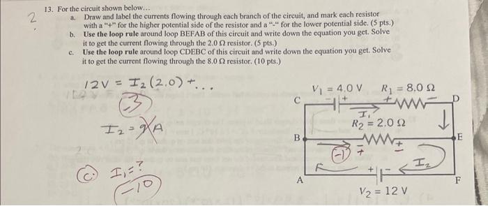 Solved 13. For the circuit shown below.... a. Draw and label | Chegg.com