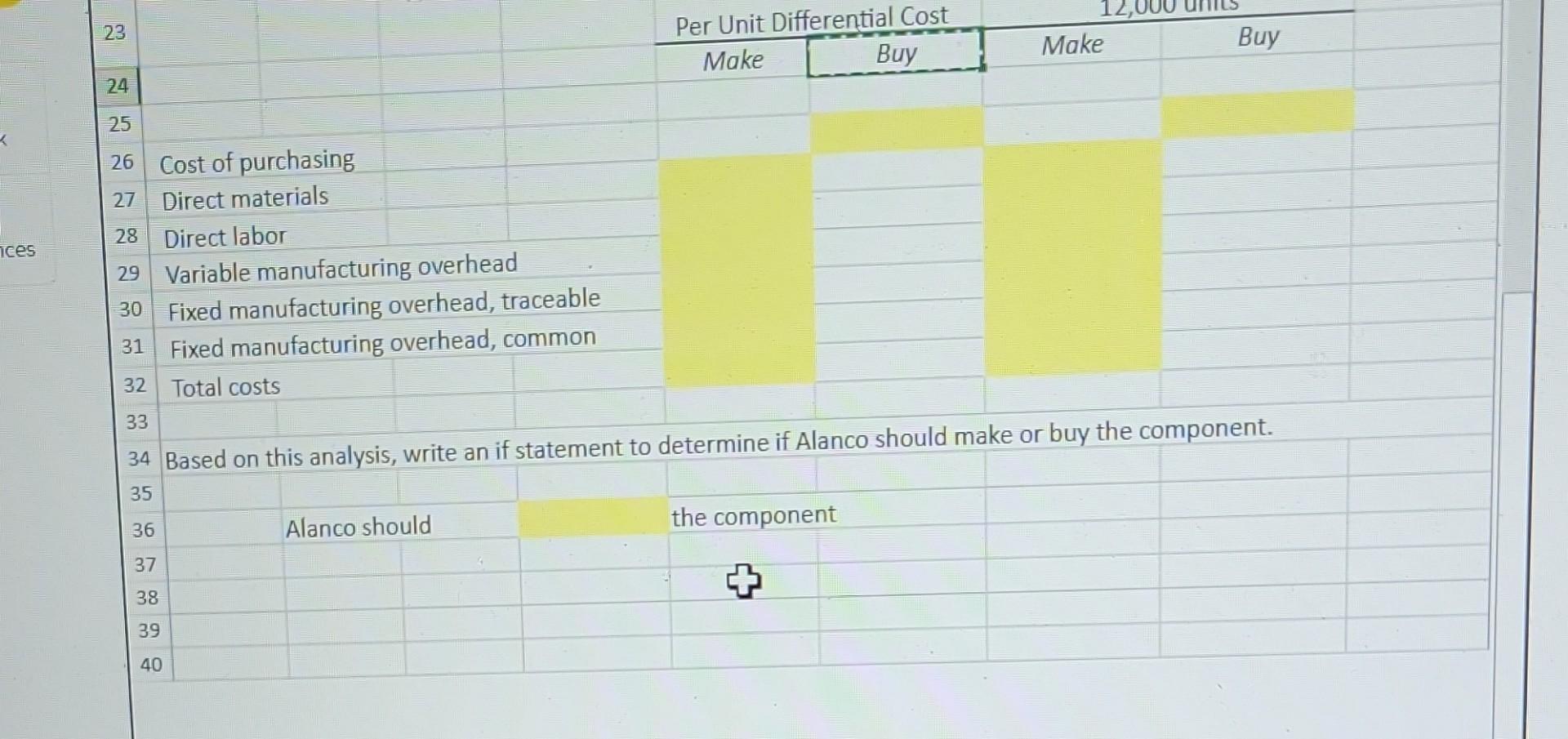 Solved Excel SIM: Prepare a make or buy analysis 1. | Chegg.com
