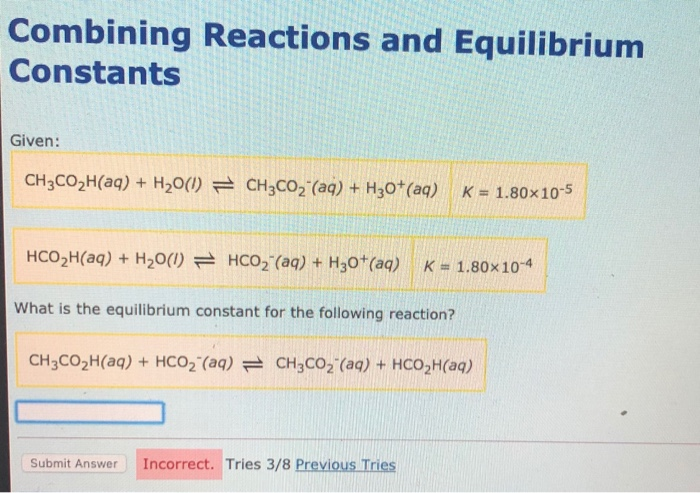 Solved Combining Reactions and Equilibrium Constants Given: | Chegg.com