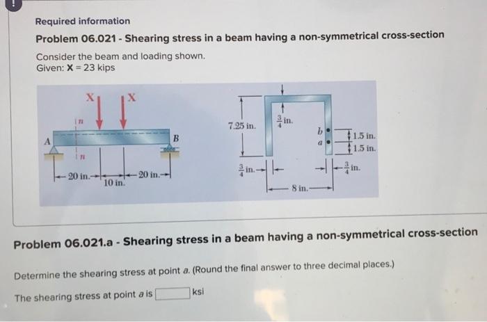 Required information Problem 06.021 - Shearing stress | Chegg.com