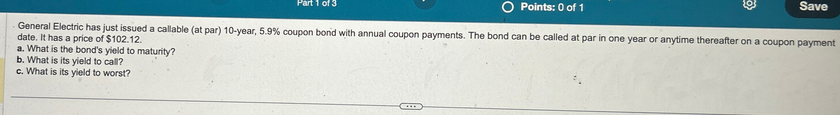 Solved Part 1 ﻿of 3Points: 0 ﻿of 1SaveGeneral Electric has | Chegg.com